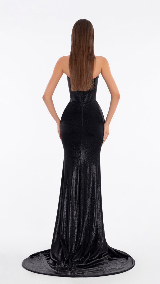Black Metallic Open Side Dress – ALBINA DYLA