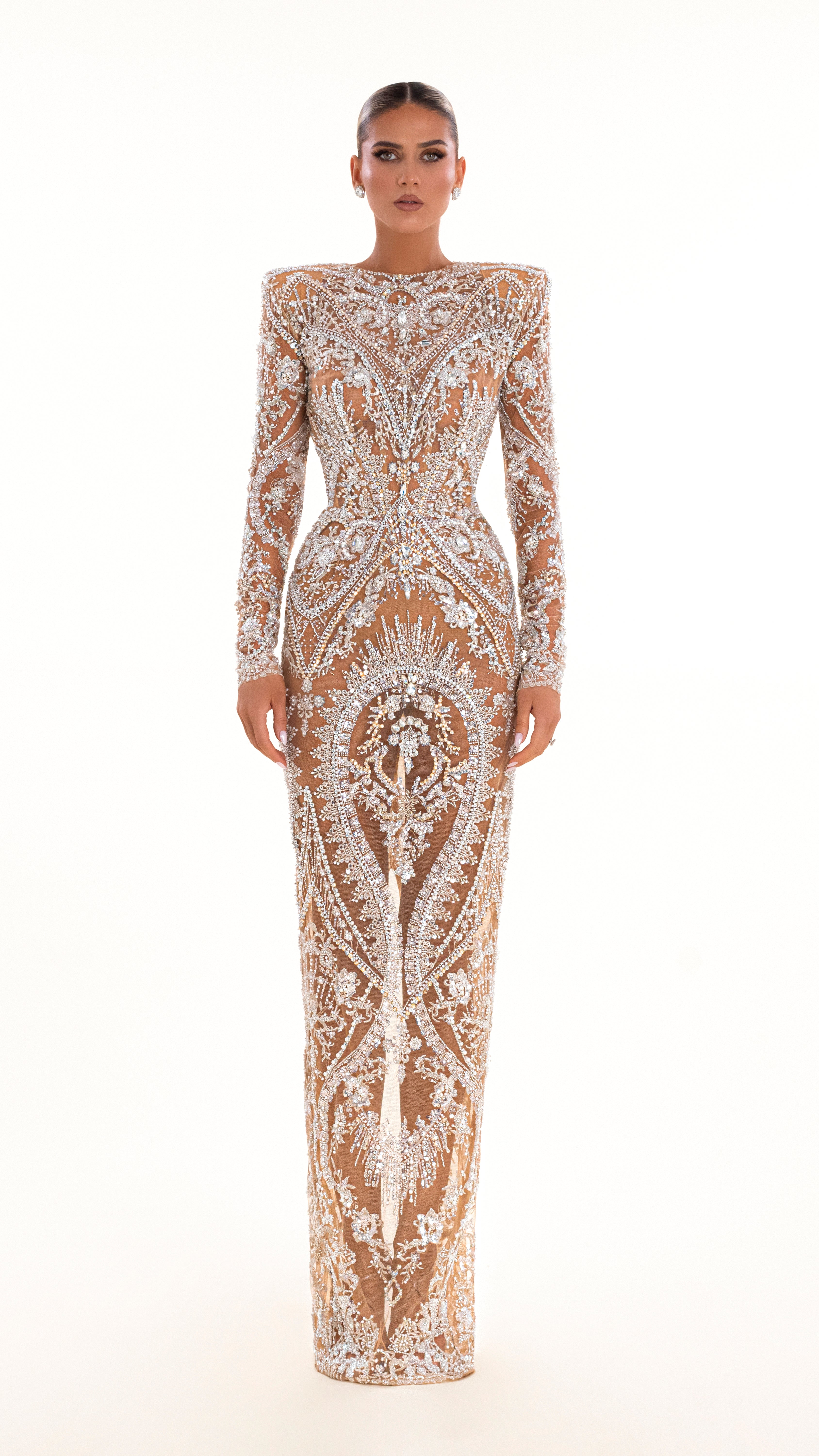 Long Glamorous Silver Dress – ALBINA DYLA